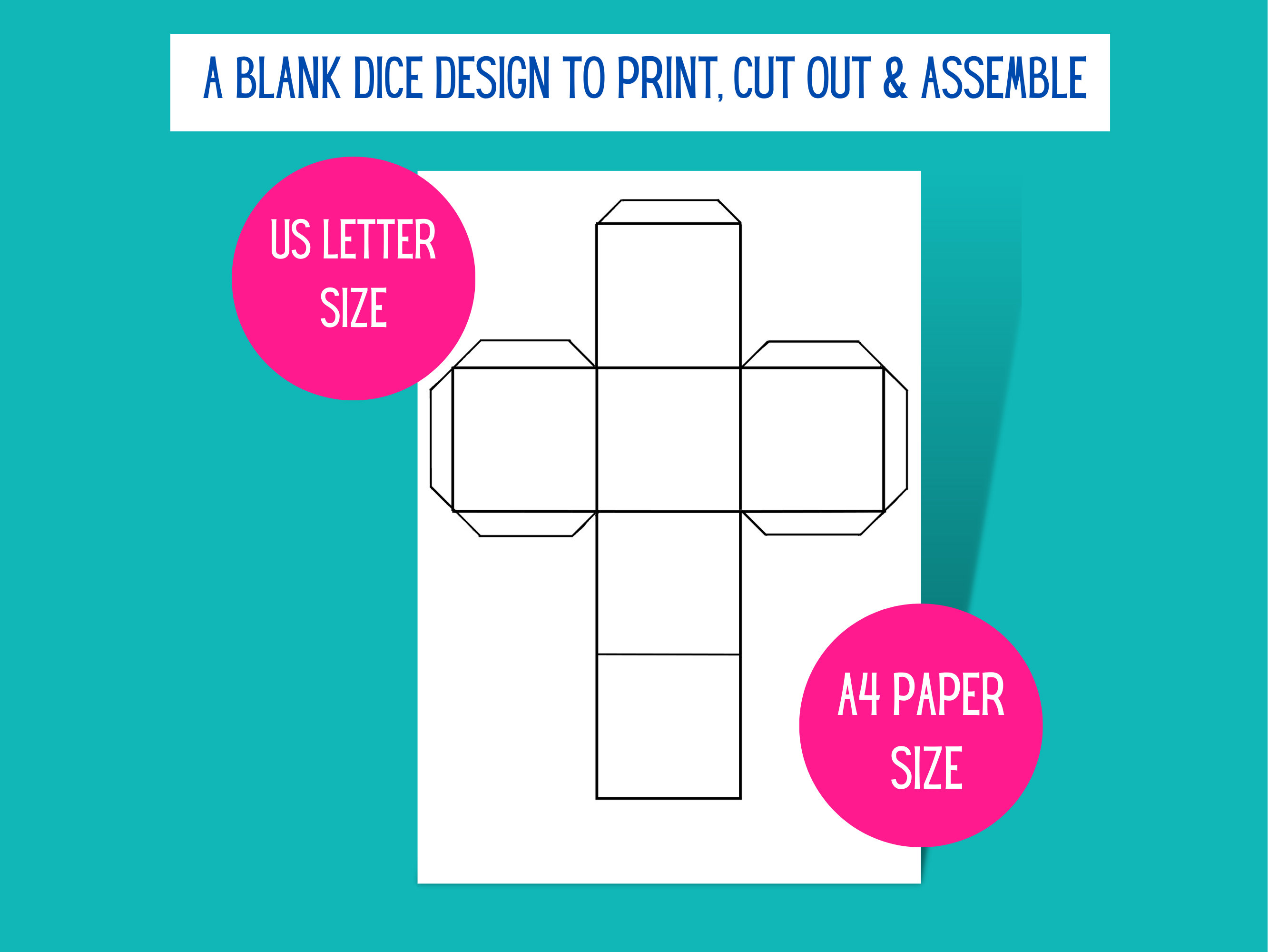Printable Blank Paper Dice Template to Cut Out for Games L Foldable ...