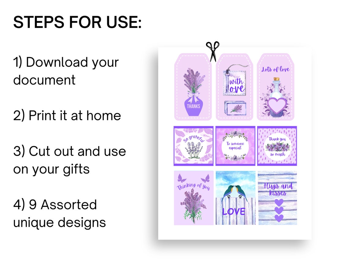 Purple Printable Gift Tags L Thank You Printable Gift Tags L Gift Tags ...
