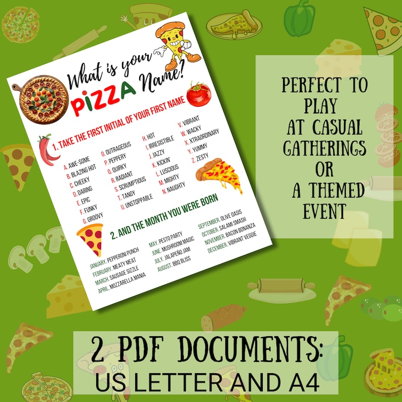 What is Your Pizza Name, Pizza Party Game, Pizza Name Game, Pizza Night ...
