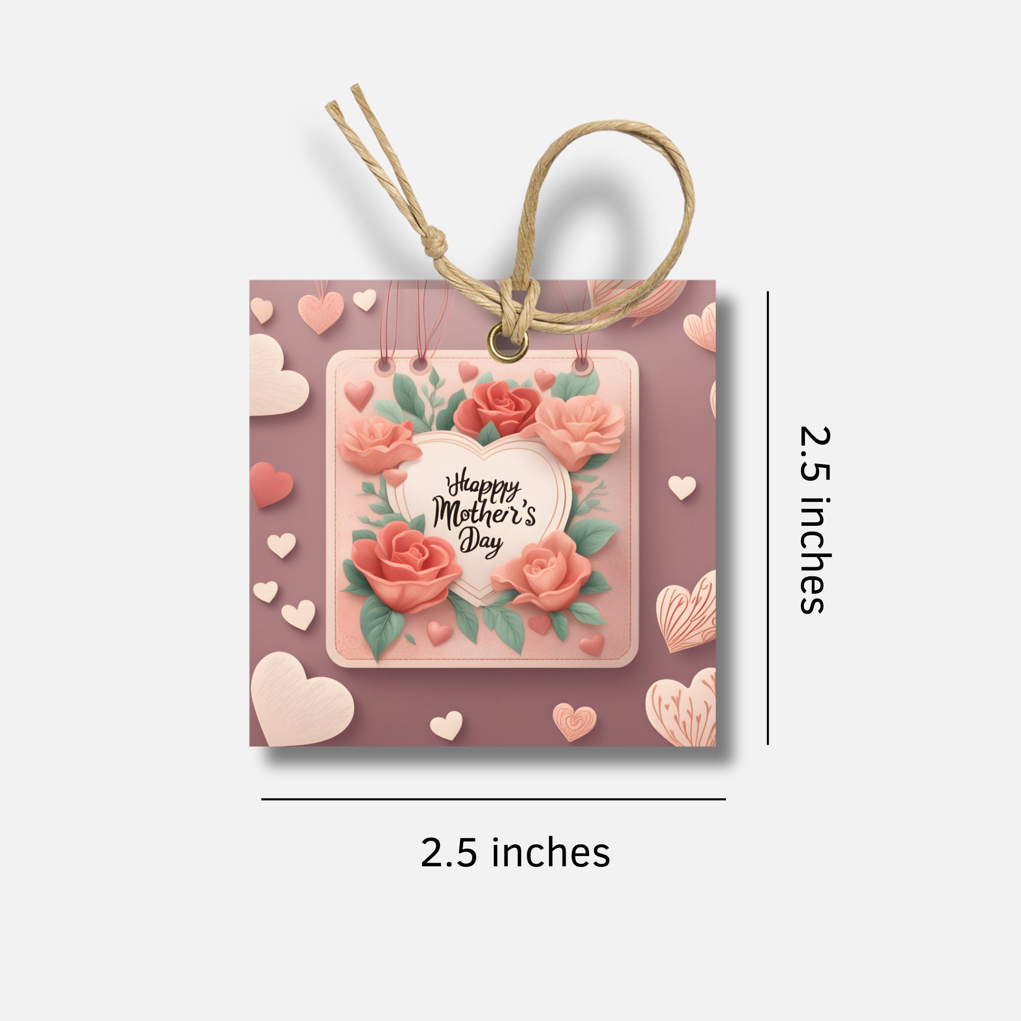 Printable Mothers Day Gift Tags PDF, Happy Mother Day Heart Gift Tags ...