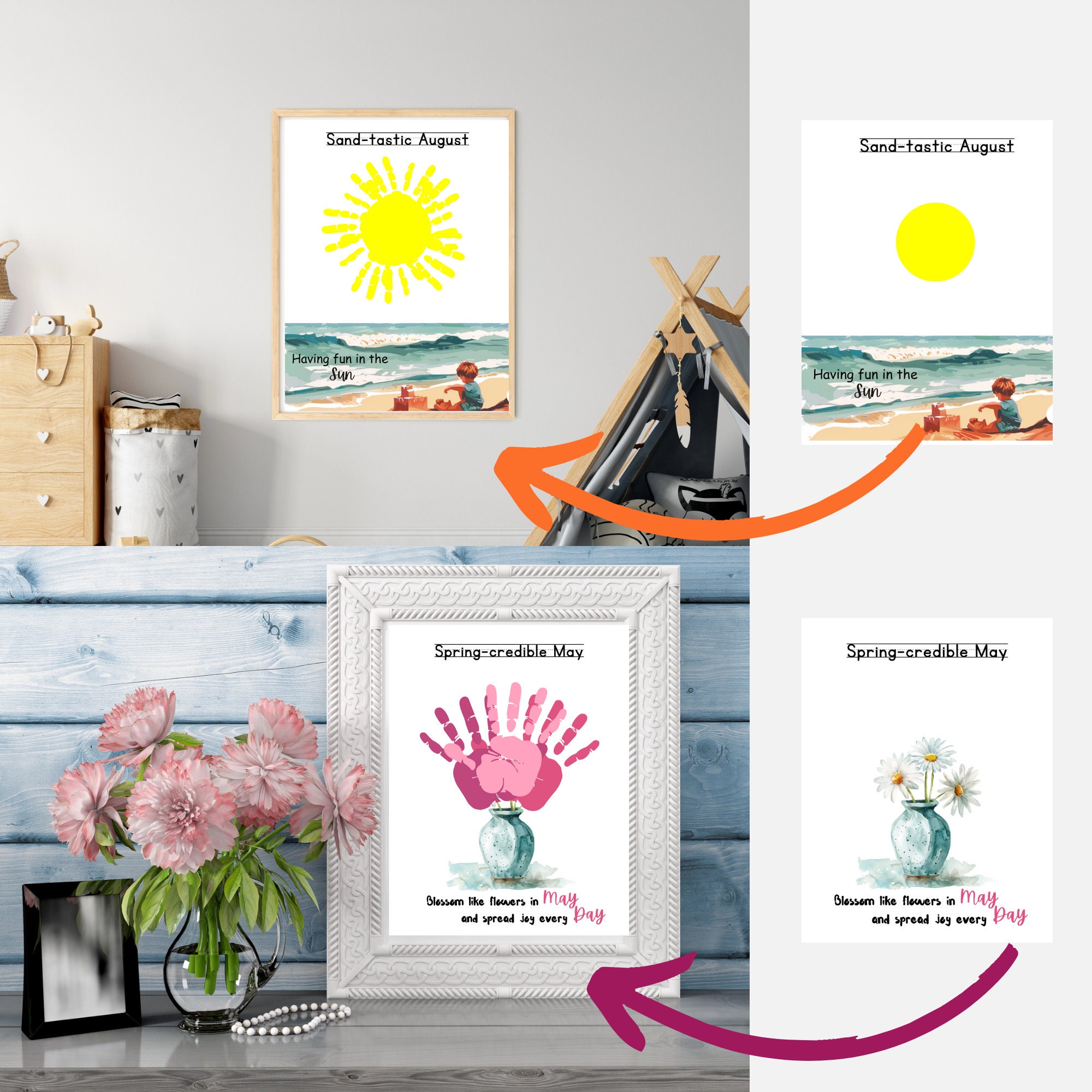 Handprint Memory Book Printable, Handprint Art, Toddler Activity ...