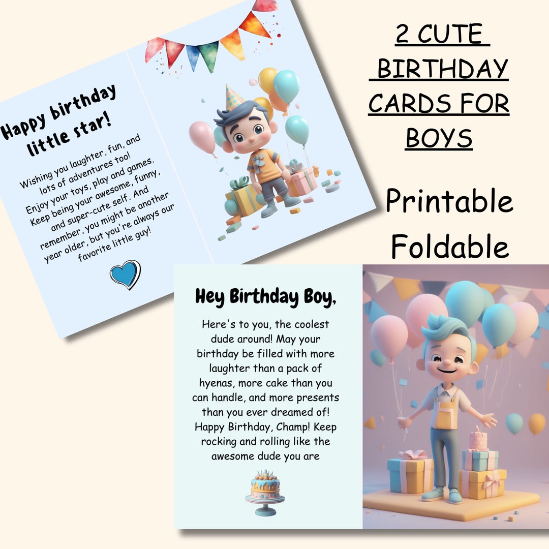 Printable Happy Birthday Card for Boy With Message PDF | Can Be ...