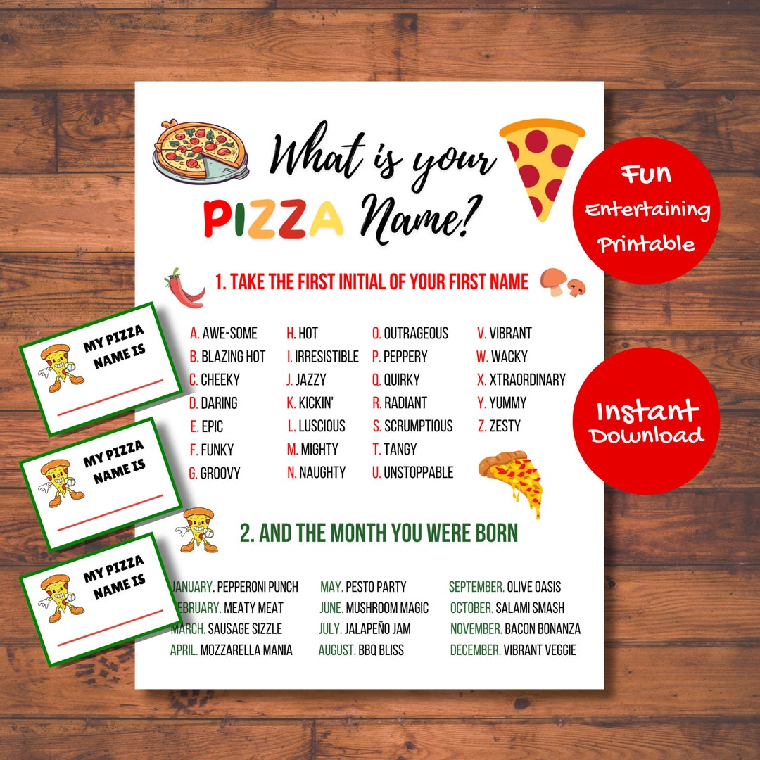 What is Your Pizza Name, Pizza Party Game, Pizza Name Game, Pizza Night ...