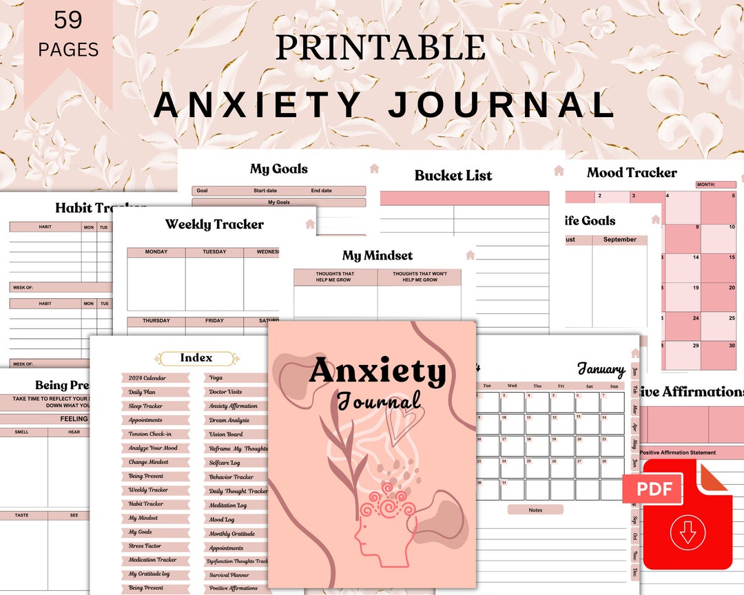 Anxiety Journal, Therapy Journal, Mental Health Journal ,wellness ...