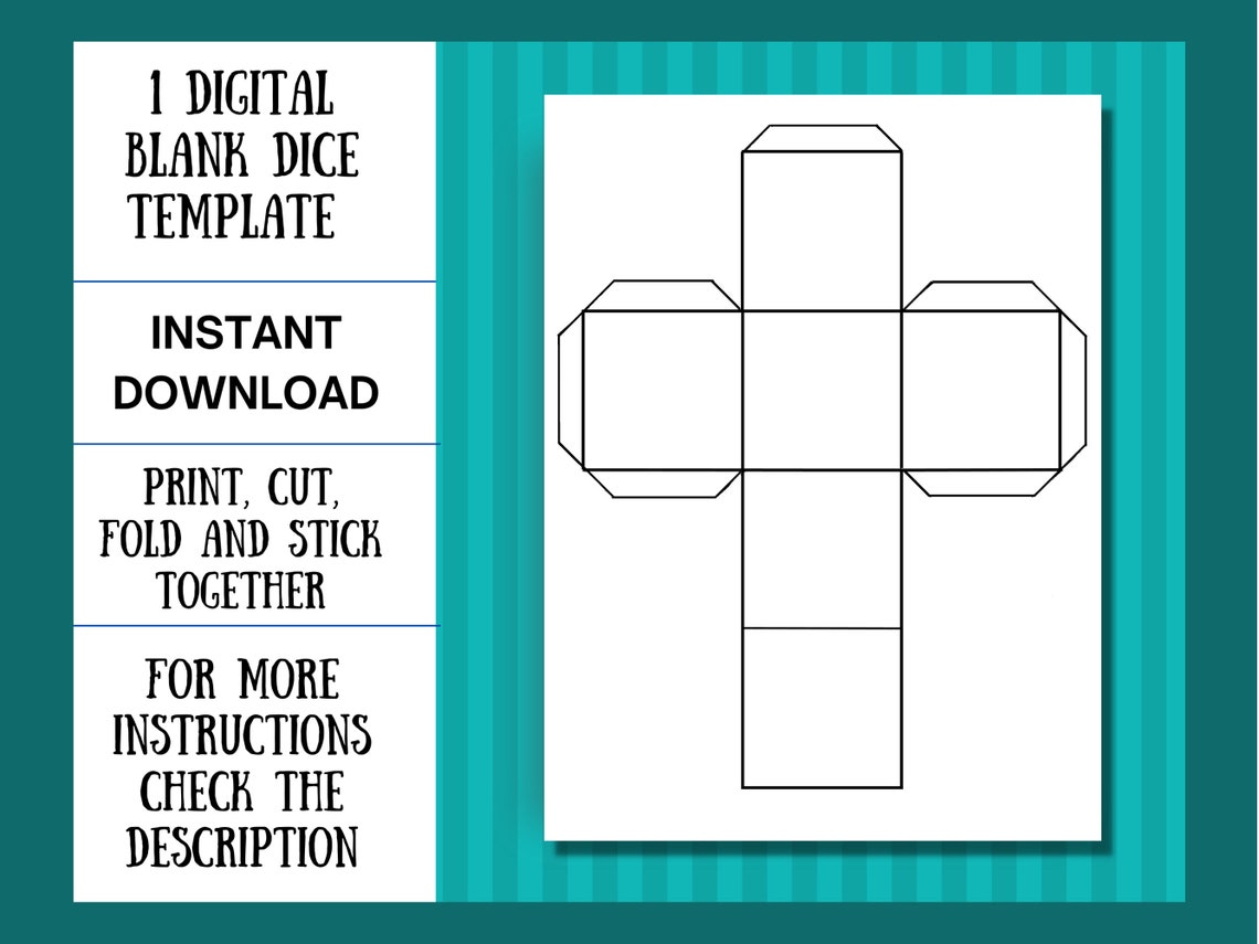 Printable Blank Paper Dice Template to Cut Out for Games L Foldable ...