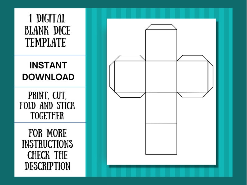 Printable Blank Paper Dice Template to Cut Out for Games L Foldable ...