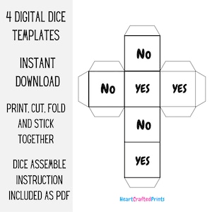 4 Printable Paper Dice Template Bundle, PDF Dice Numbers & Dots, Paper ...