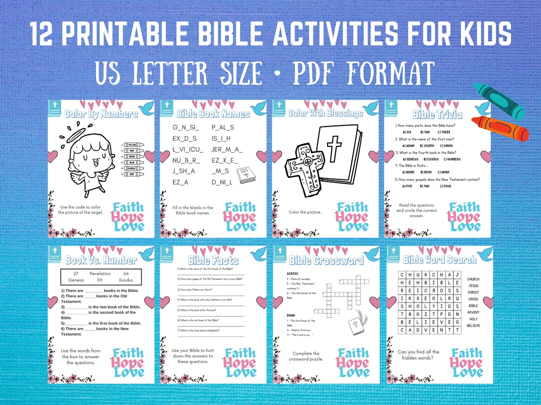 Printable Bible Activity Bundle for Kids L Bible Coloring Pages L Bible ...