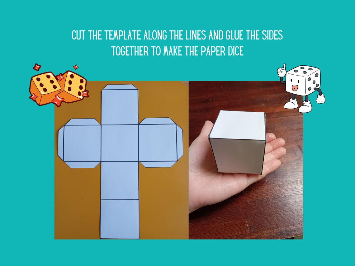 Printable Blank Paper Dice Template to Cut Out for Games L Foldable ...