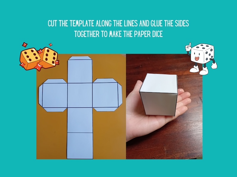 Printable Blank Paper Dice Template to Cut Out for Games L Foldable ...