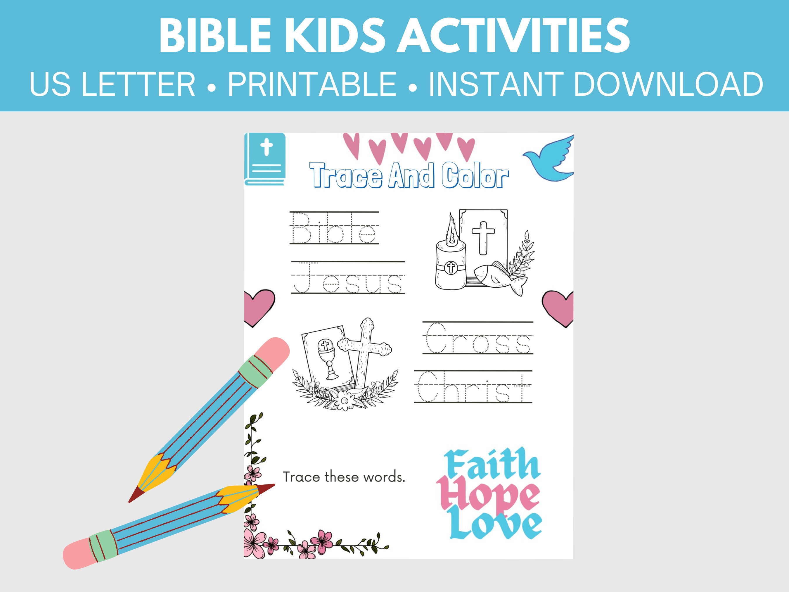 Printable Bible Activity Bundle for Kids L Bible Coloring Pages L Bible ...
