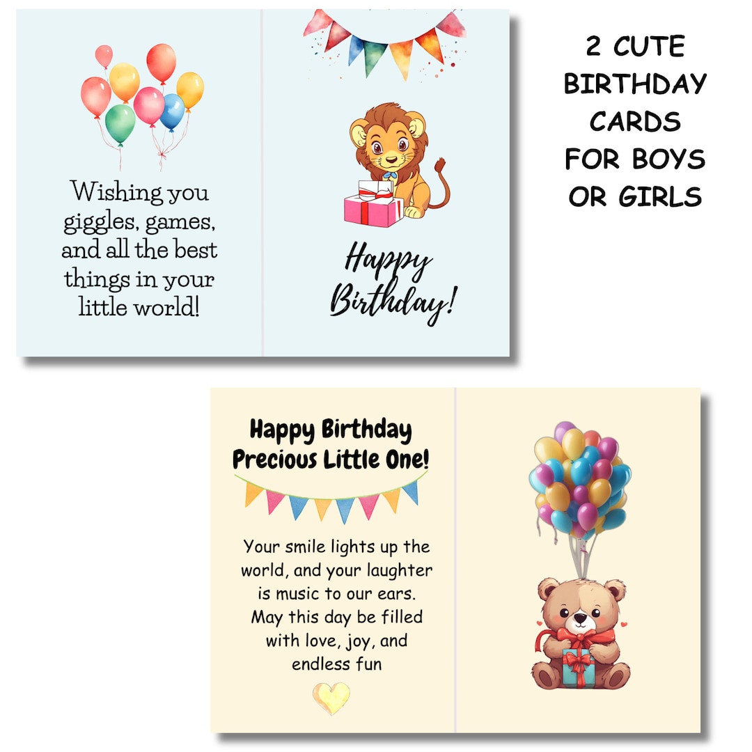2 Happy Birthday Card Kids - Printable Birthday Cards With Messages ...