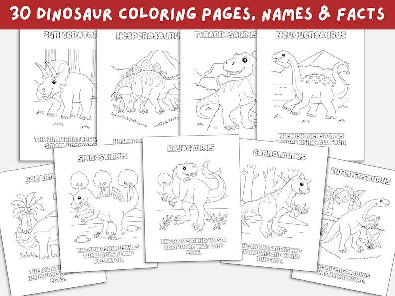 Dinosaur Coloring Page, Dinosaur Worksheets, Printable Coloring Page ...