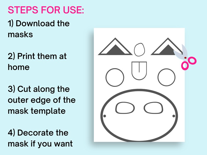 Printable Animal Masks for Kids L Zoo Animal Mask L Party Animals Paper ...