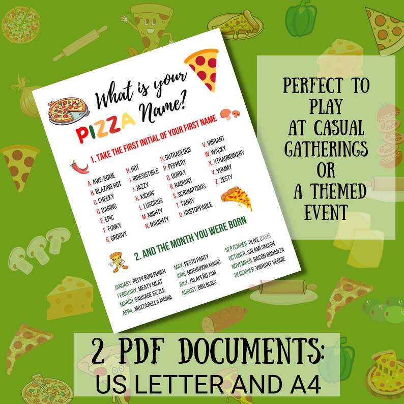 What is Your Pizza Name, Pizza Party Game, Pizza Name Game, Pizza Night ...