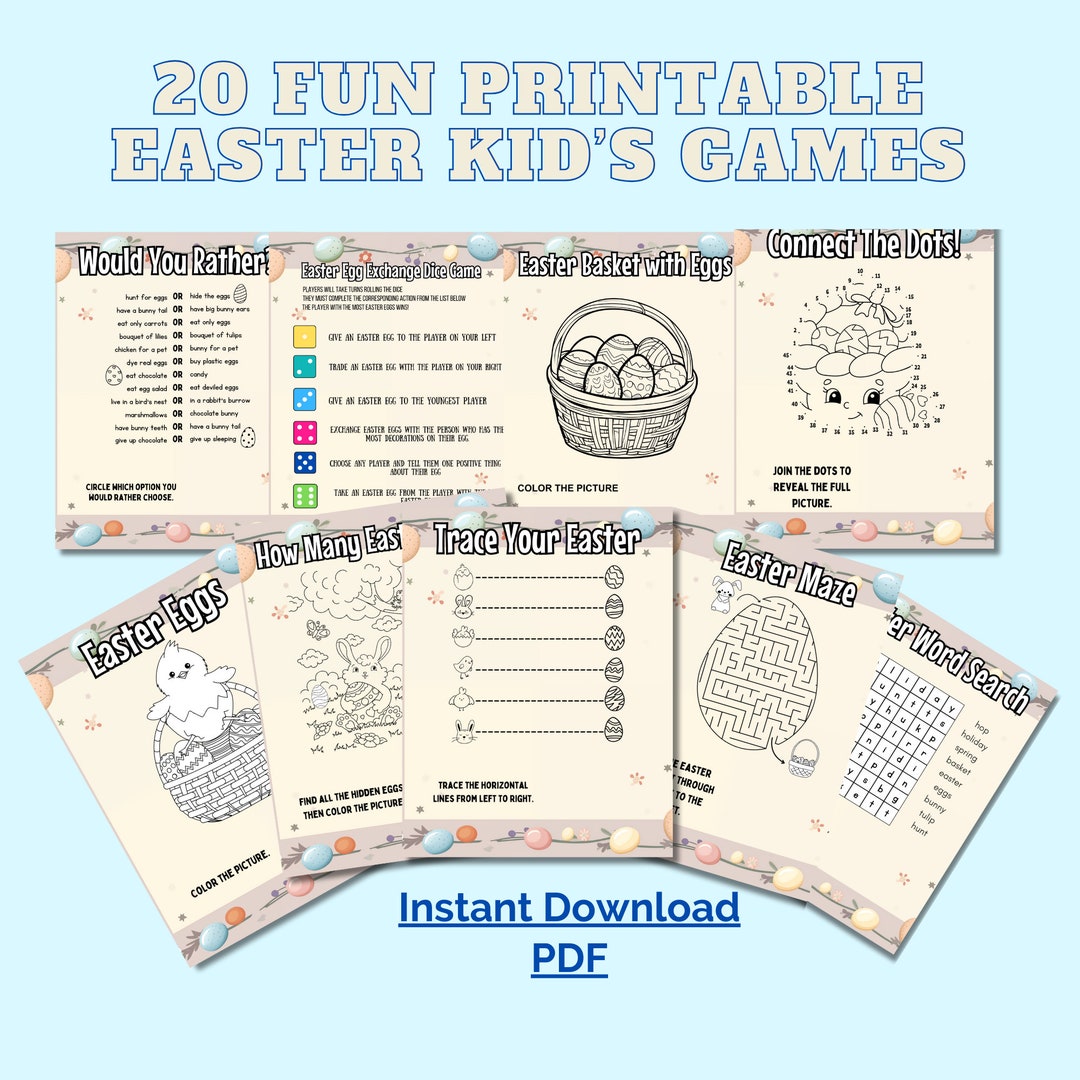 Fun Printable Easter Games for Kids, PDF Easter Party Games, Easter ...