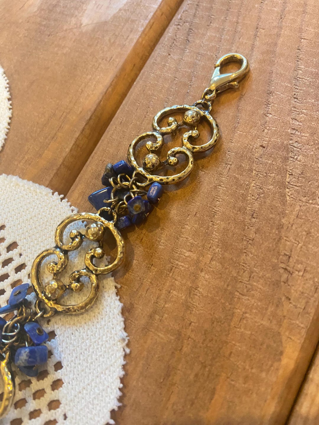 Vintage Lapis Lazuli Stone Link Bracelet - Etsy