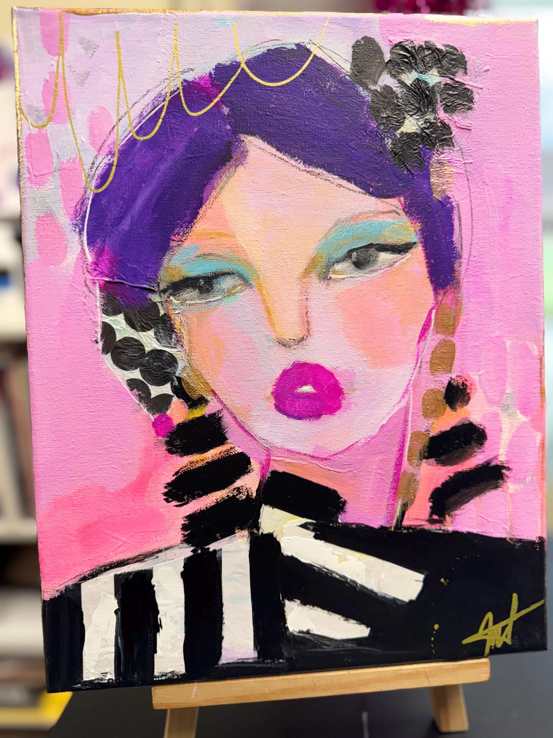 Abstract Portrait, Mixed Media Painting, Original Art, Art on Canvas ...