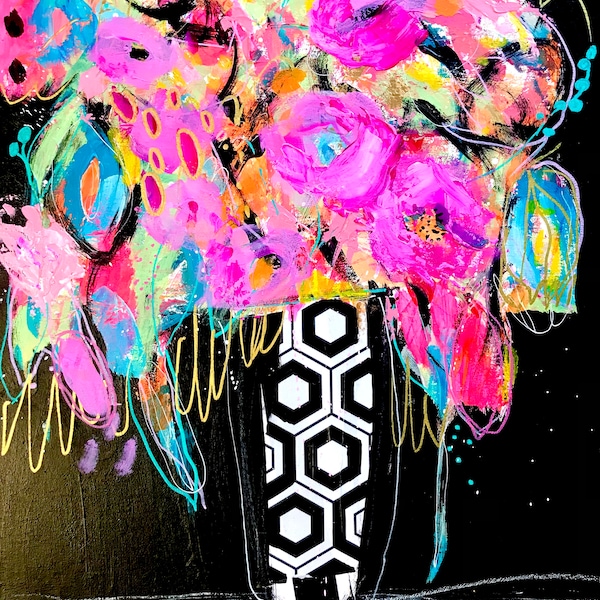 Abstract Flower Canvas Wall Art - Etsy