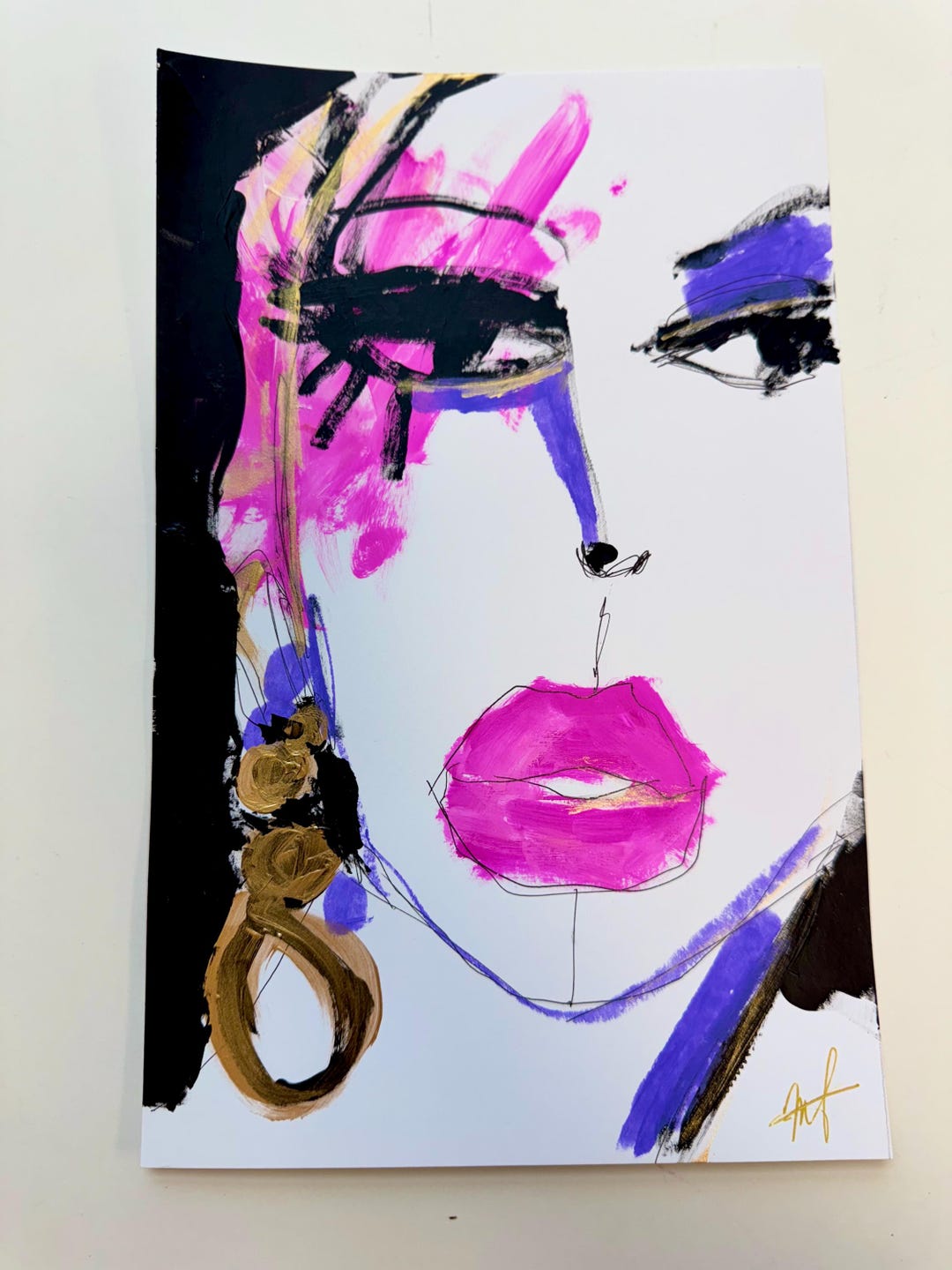 Abstract Face, Expressionist Portrait, Mixed Media Face, Abstract ...