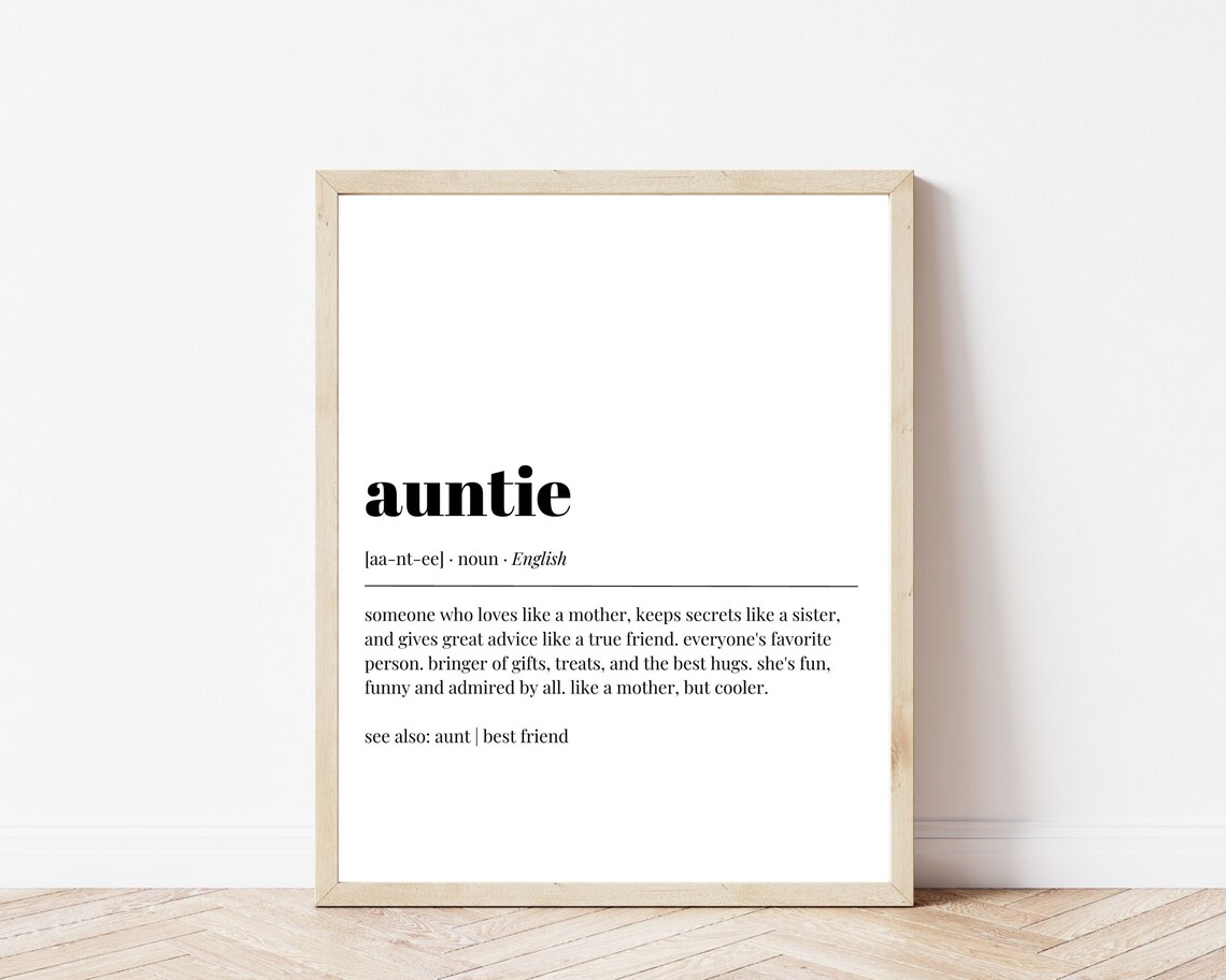 Auntie Definition Art | Aunt Gifts | Gifts for Aunt | Gift From Niece ...