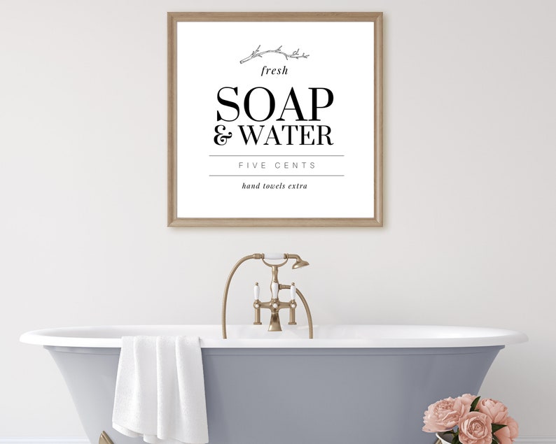Fresh Soap and Water | Bathroom Printable | Bathroom Decor | Vintage ...