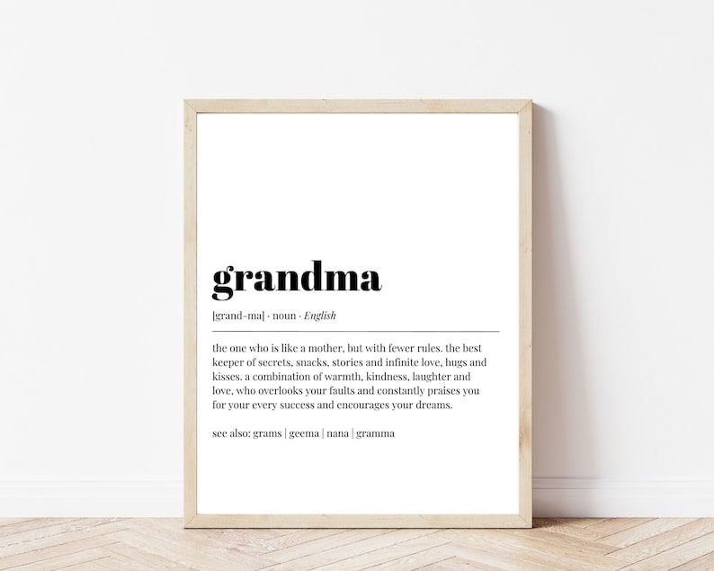 Grandma Definition Print | Grandmother Definition | Gifts for Grandma ...