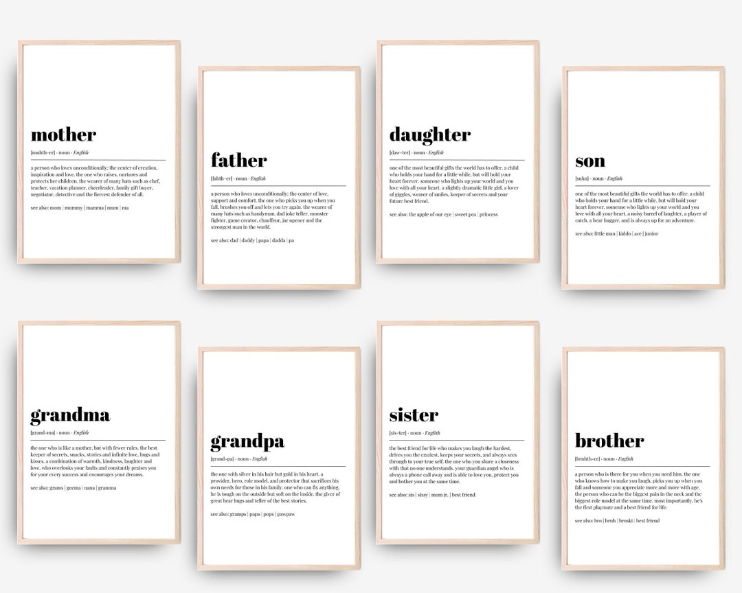 Family Definition Print Set of 25 PRINTABLES | Definition Minimalist ...