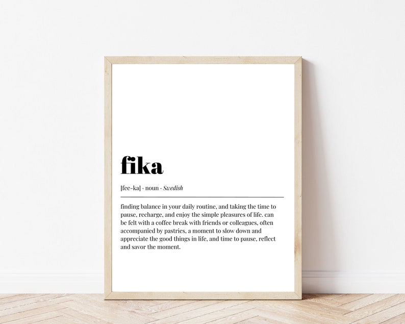 Fika Definition Print | Fika Wall Art | Fika Poster | Swedish Decor ...