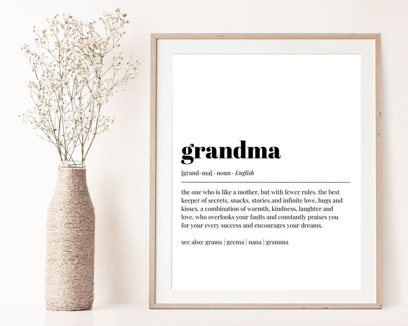 Grandma Definition Print | Grandmother Definition | Gifts for Grandma ...