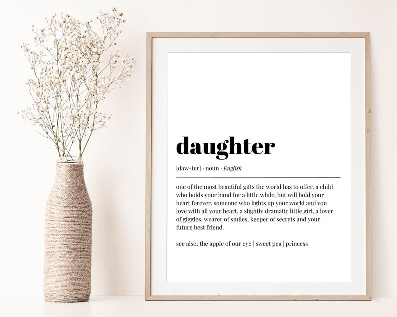 Daughter Definition Print | Gifts for Kids | Gifts for Daughter ...