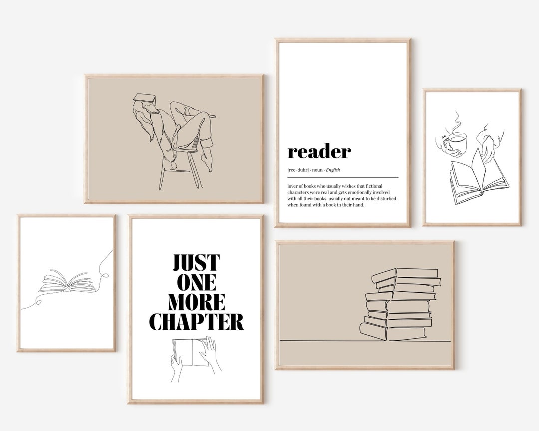 Set of 10 Bookish Prints | Book Wall Art | Book Lover Gift | Neutral ...