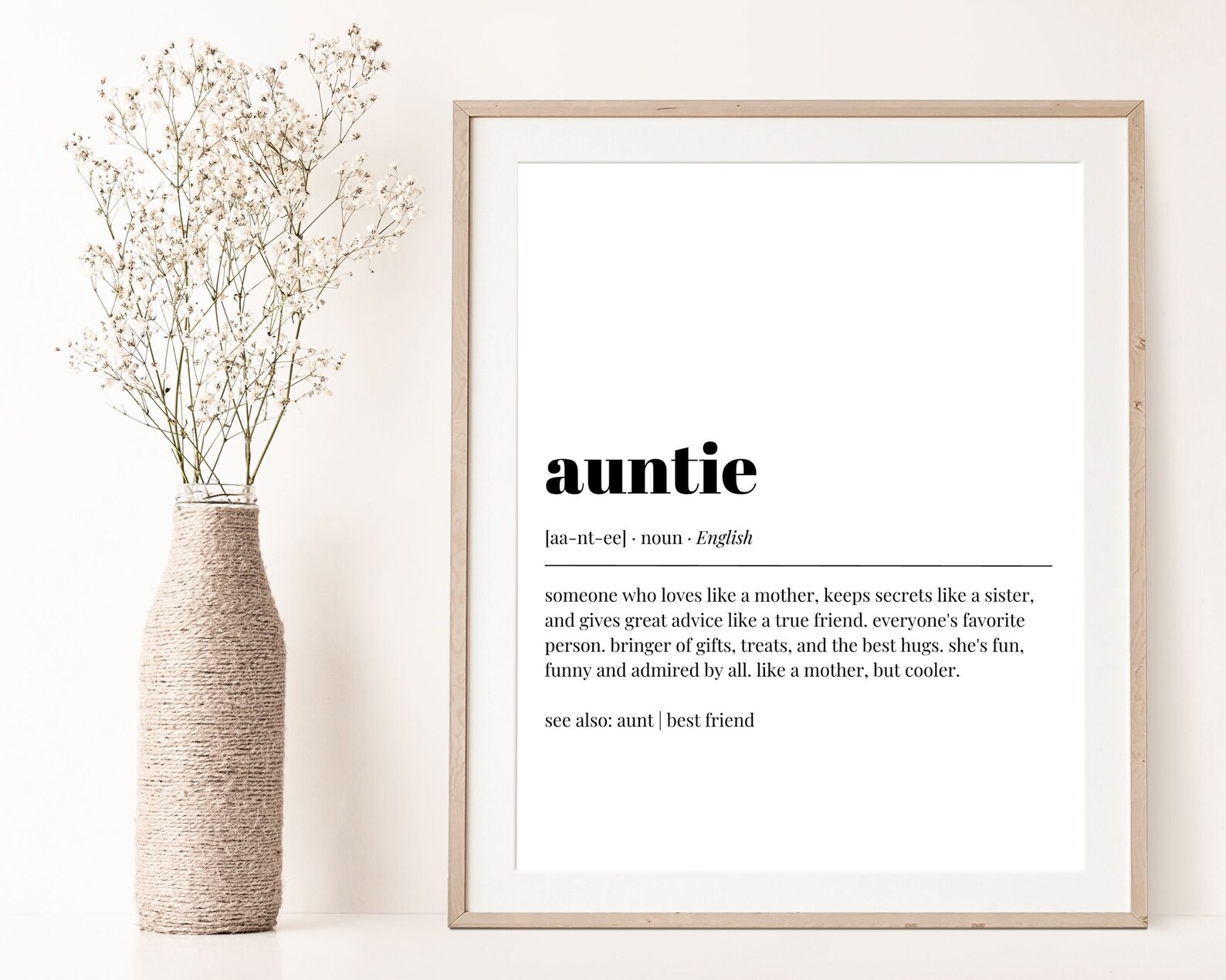 Auntie Definition Art | Aunt Gifts | Gifts for Aunt | Gift From Niece ...