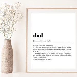 Dad Definition Print | Gifts for Dad | Gifts for Him | Fathers Day Gift ...