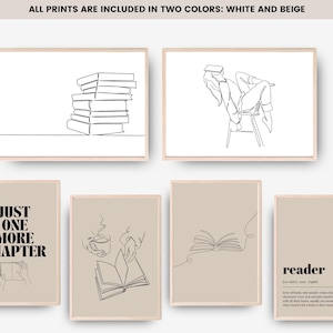 Set of 10 Bookish Prints | Book Wall Art | Book Lover Gift | Neutral ...