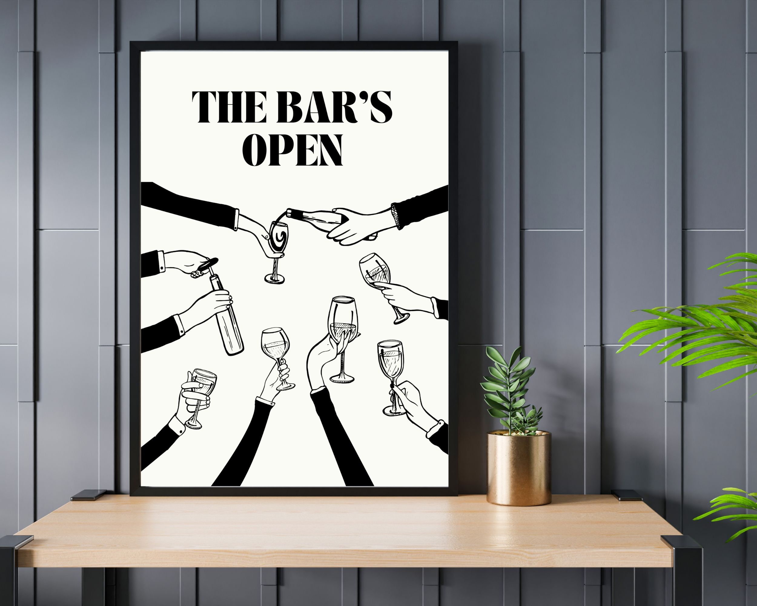 The Bar's Open Print | Bar Cart Prints | Retro Bar Prints | Bar Decor ...