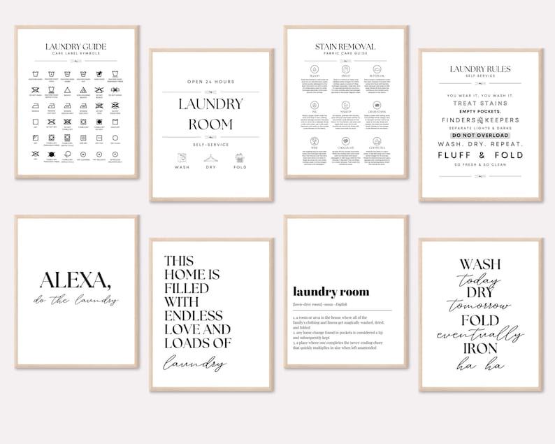 Laundry Room Set of 12 Prints | Laundry Room Decor | Funny Laundry Room ...