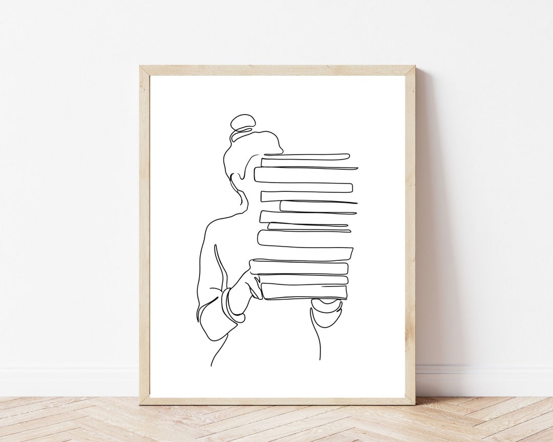 Book Wall Art | Woman Books | Book Art Print | Book Lover Gift ...