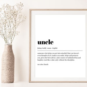 Uncle Definition Art | Uncle Gifts | Gifts for Uncle | Gift From Niece ...