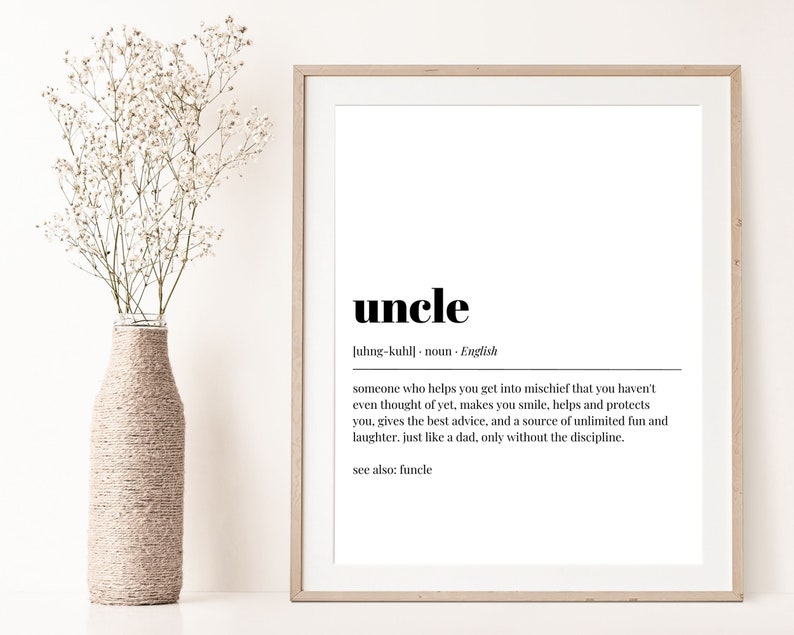 Uncle Definition Art | Uncle Gifts | Gifts for Uncle | Gift From Niece ...