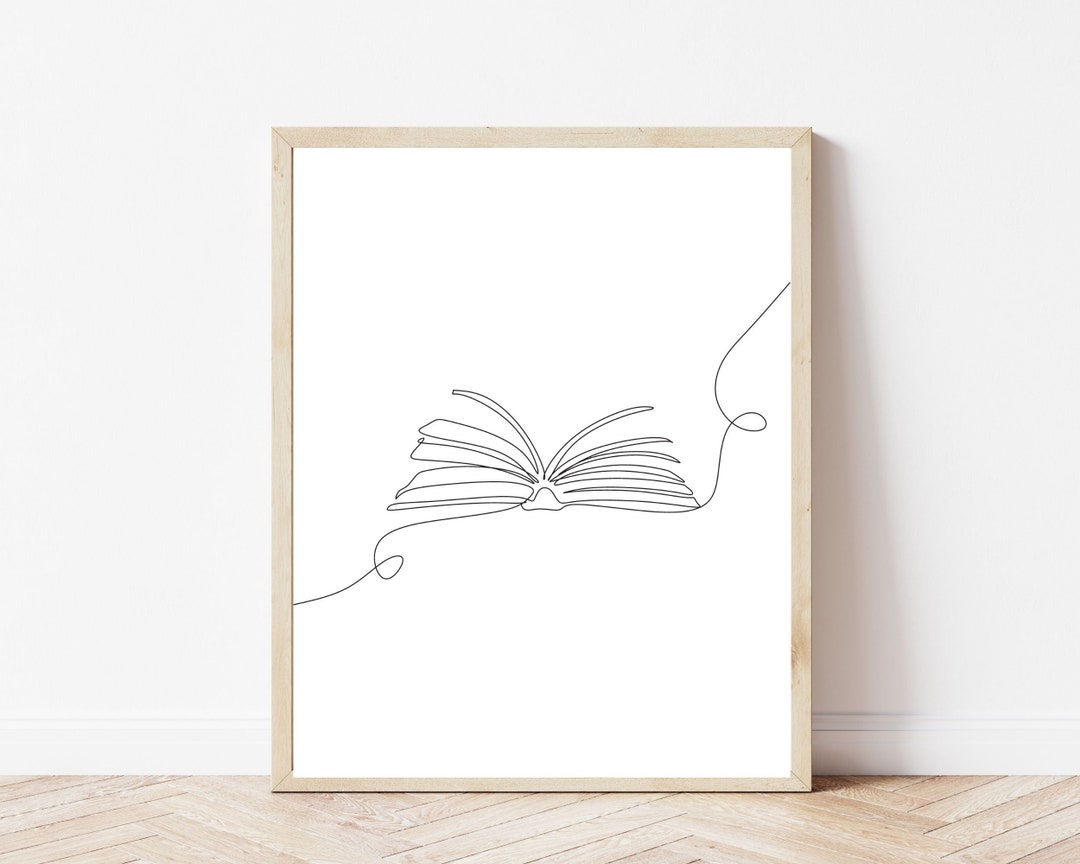 Book Wall Art | Book Line Art | Book Art Print | Book Lover Gift ...
