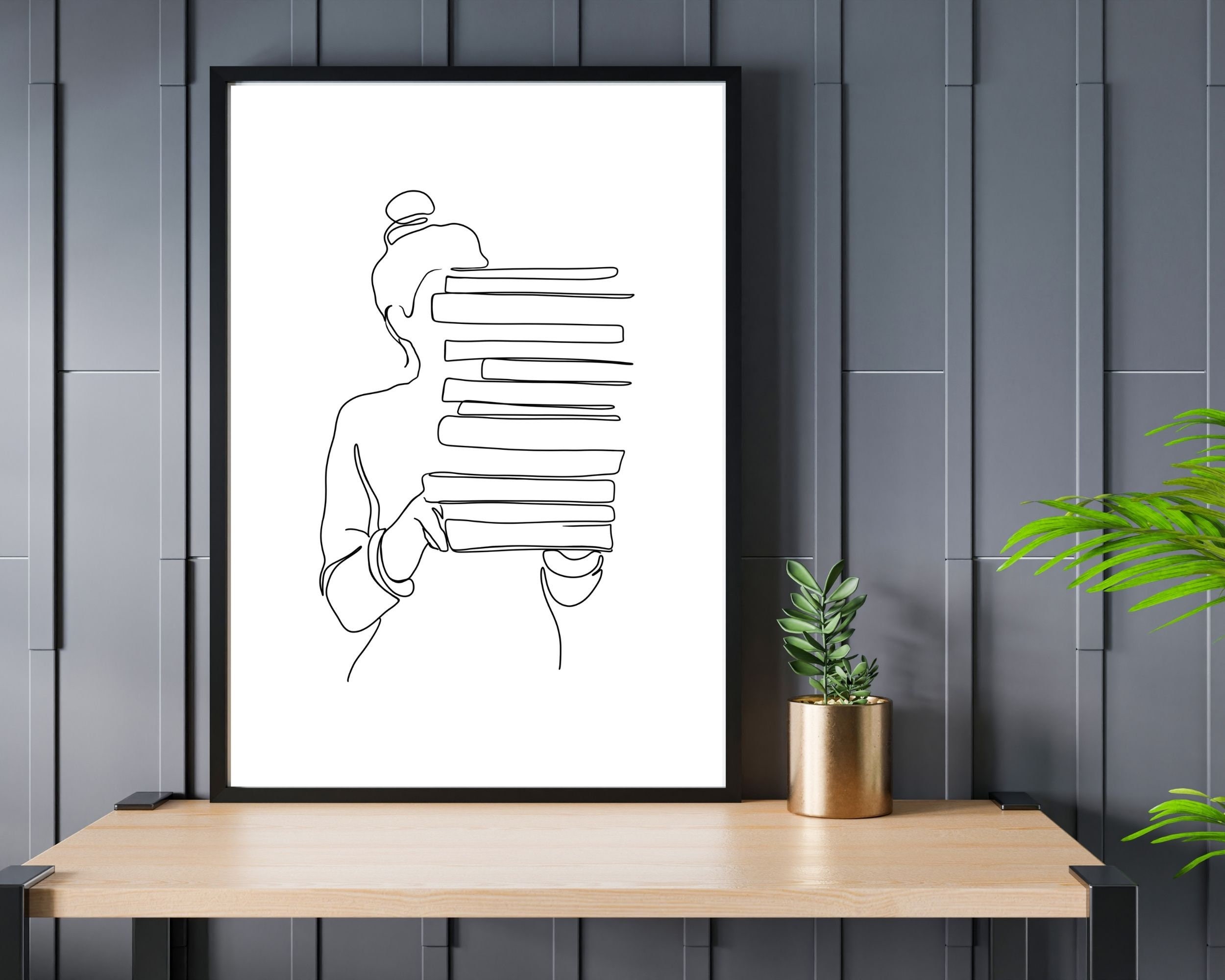 Book Wall Art | Woman Books | Book Art Print | Book Lover Gift ...