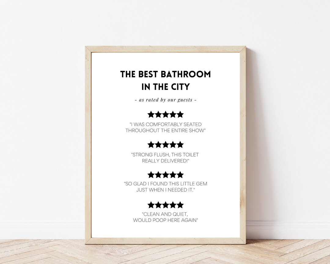 Funny Bathroom Reviews Sign | Bathroom Prints | Funny Bathroom Signs ...
