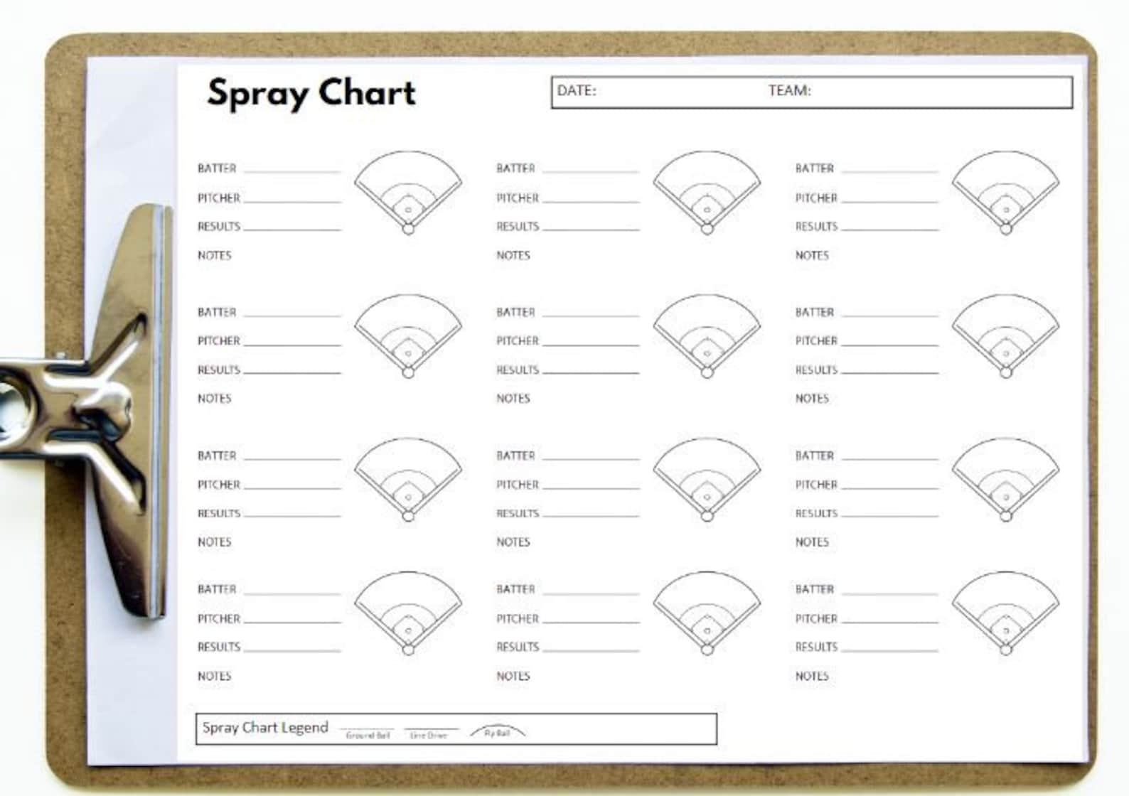 Baseball Hitting Spray Chart - Etsy