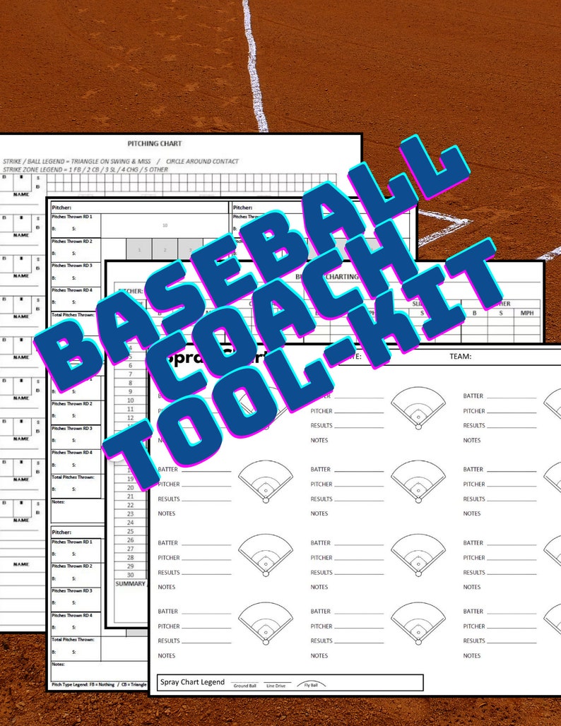 Baseball Coach Toolkit - Hitting Spray Chart and Pitching Charts. - Etsy