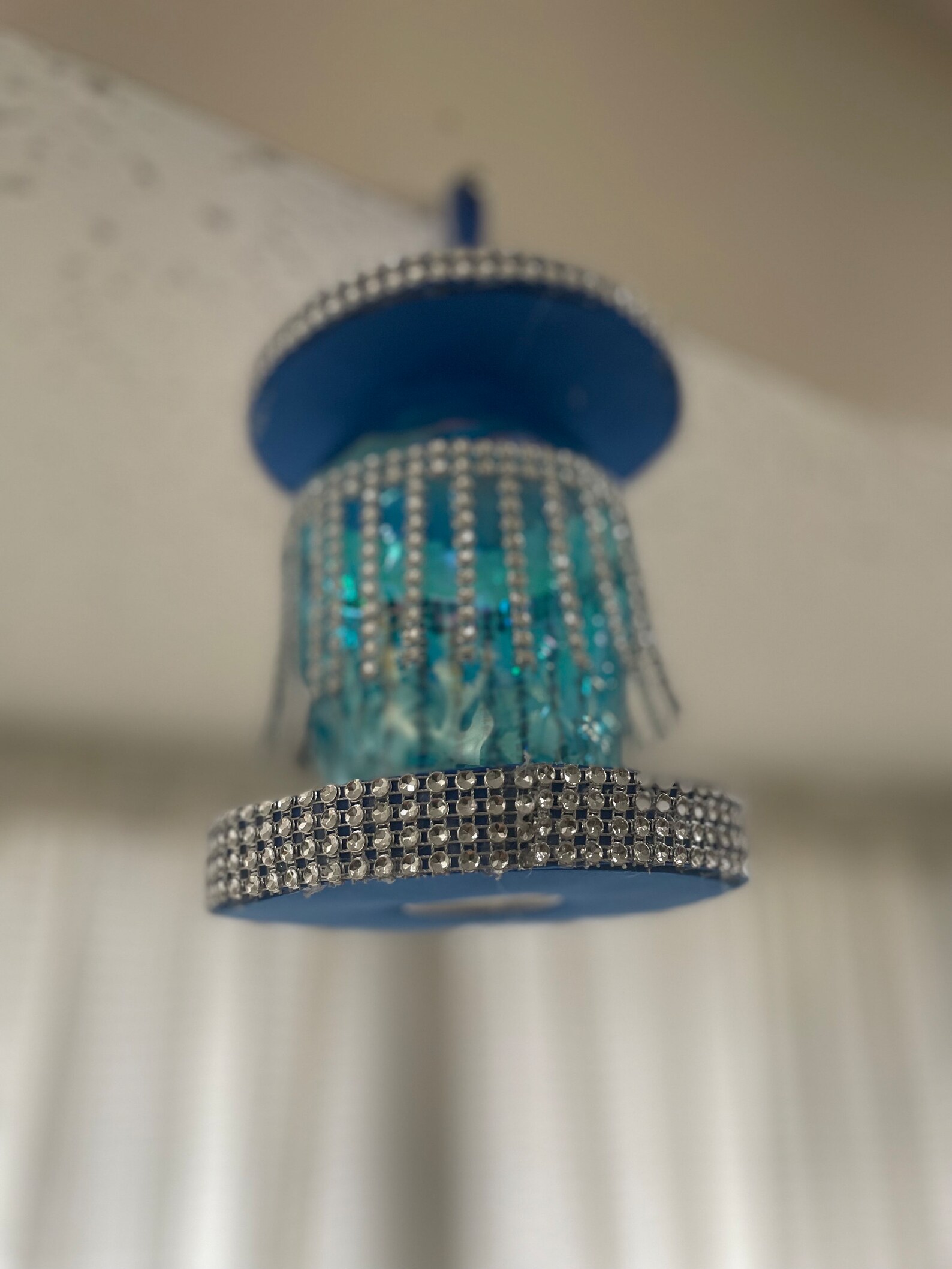 Silver Beaded Blue Lantern With LED Candle - Etsy