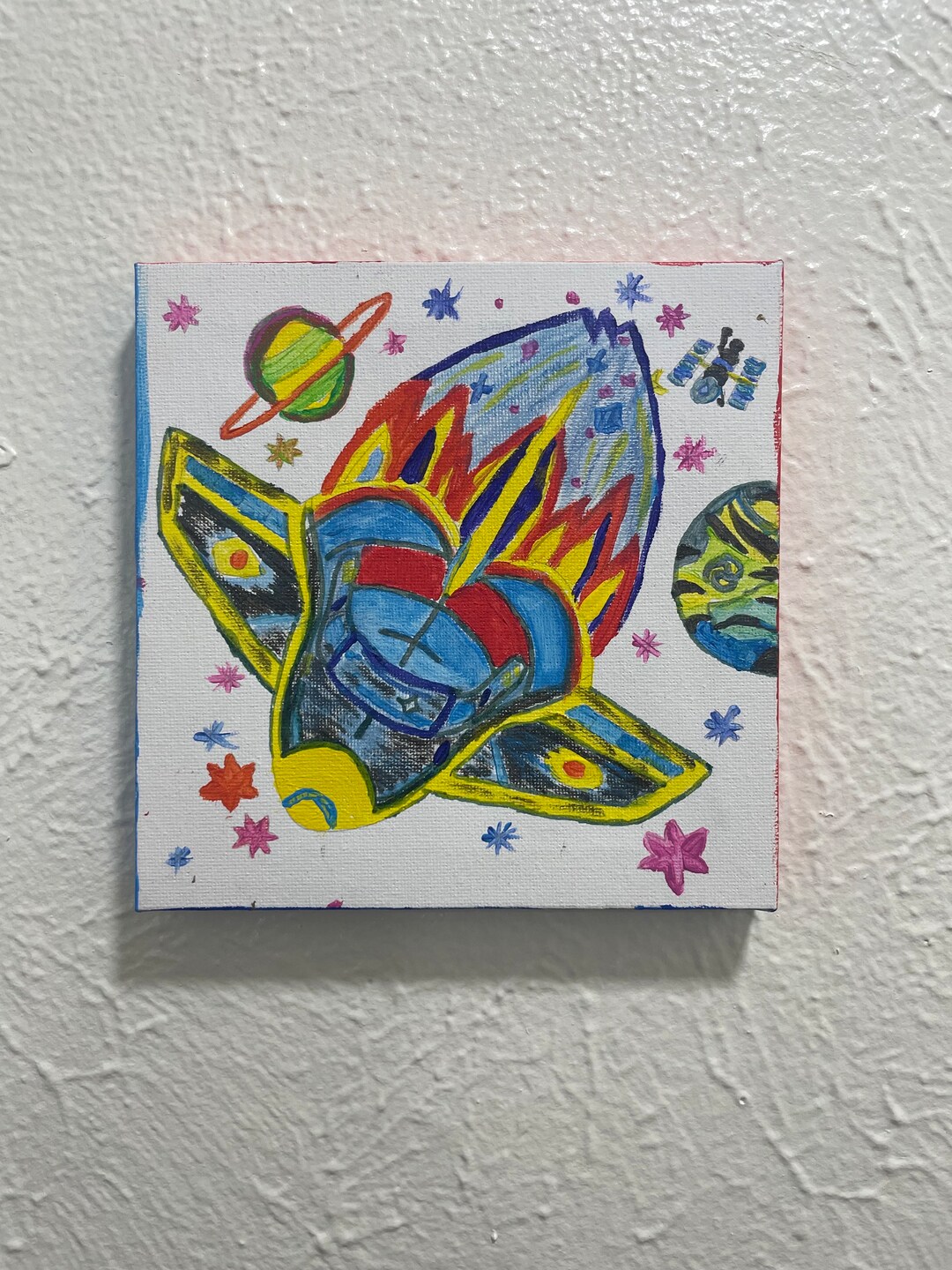 Hand Painted Spaceship on Canvas - Etsy