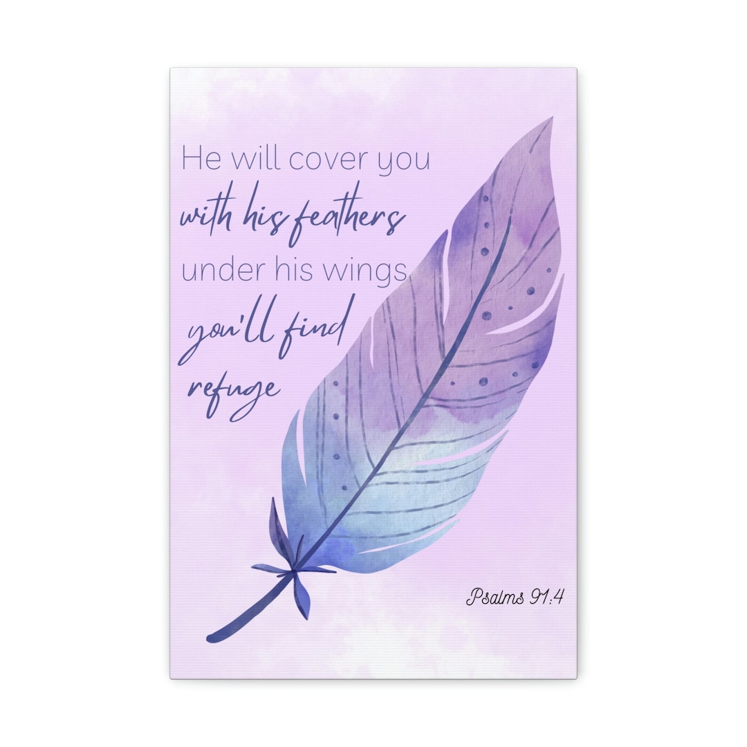 He Will Cover You Under His Wings Wall Art, Christian Wall Art, Psalms ...