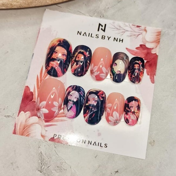 Nezuko Nails - Etsy
