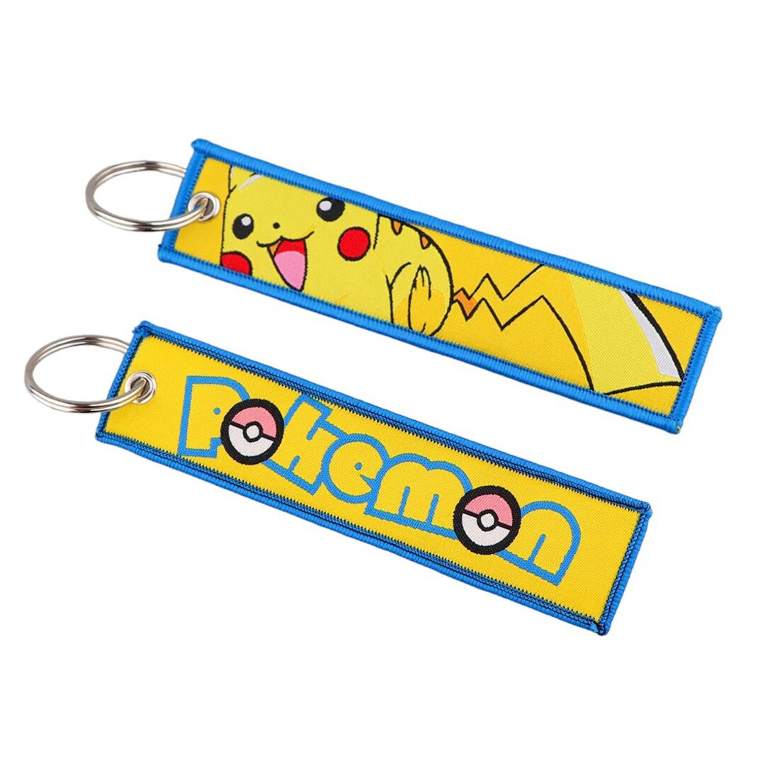 Pokemon Pikachu Anime Cartoon Embroidery Lanyard Key Ring Keys Chain ...